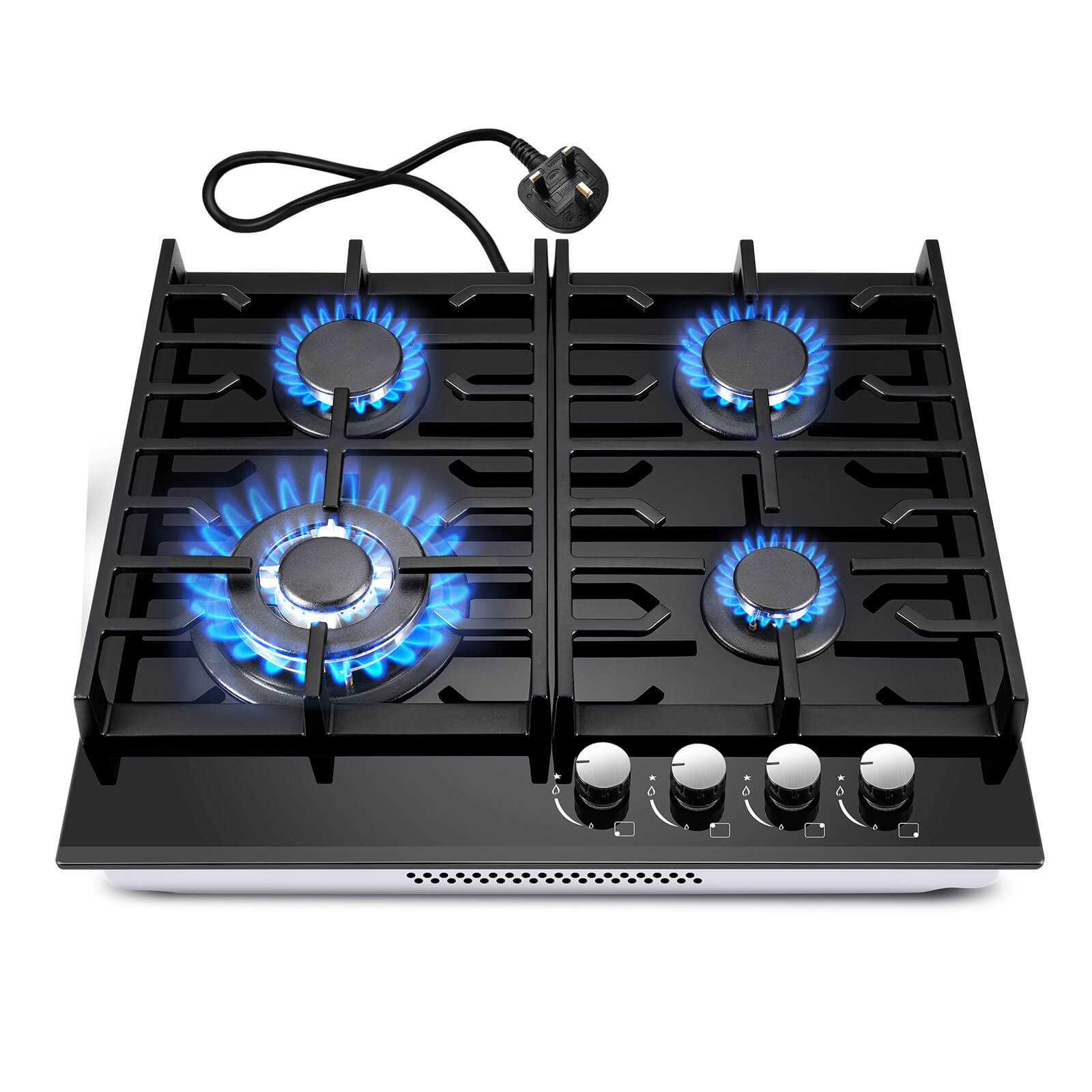 Gas Stove 4 Burners 60cm Black Glass Gas Hob Built in Gas Cooktop NG ...