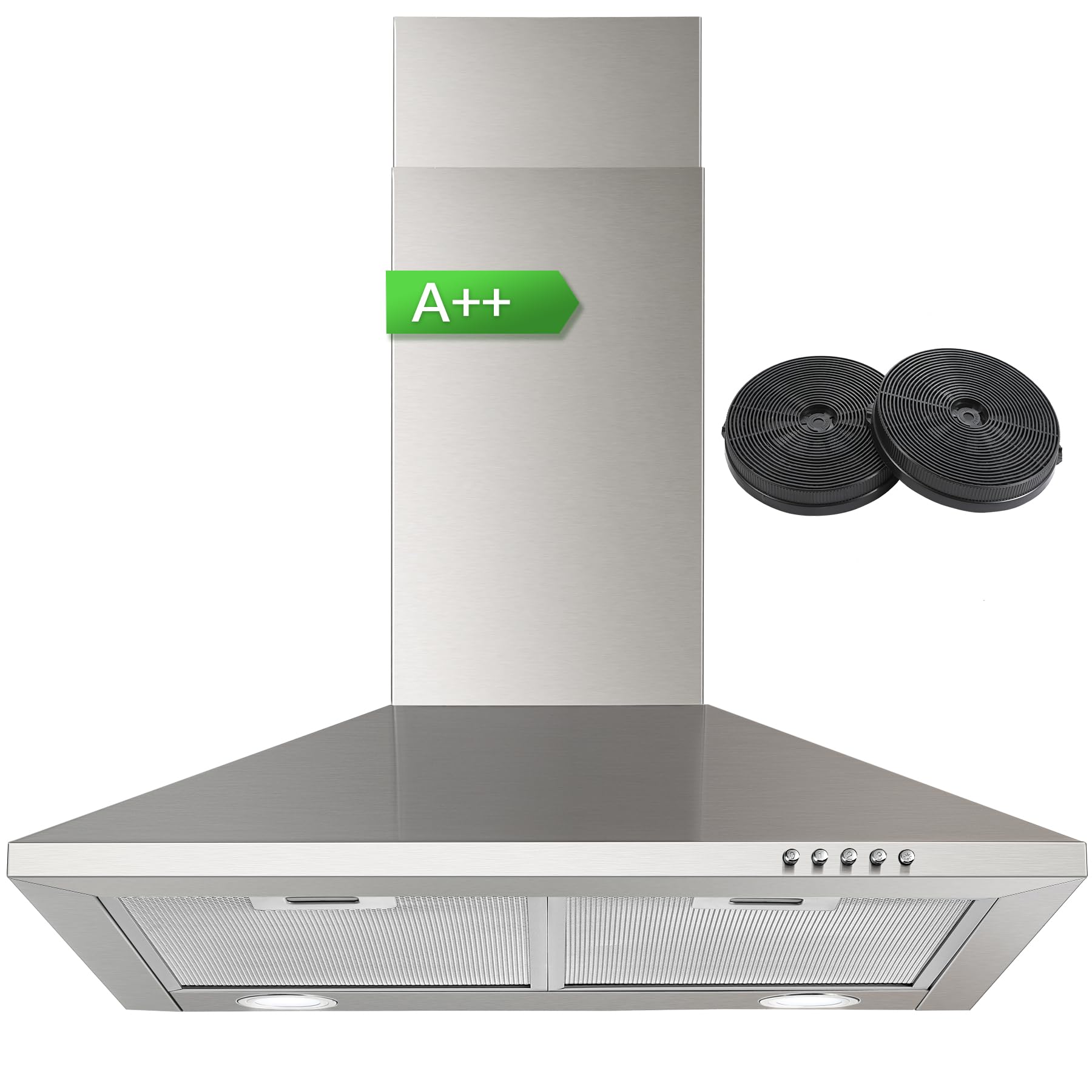 60cm Cooker Hood Class A++ Kitchen Extractor Fan with Carbon Filters ...