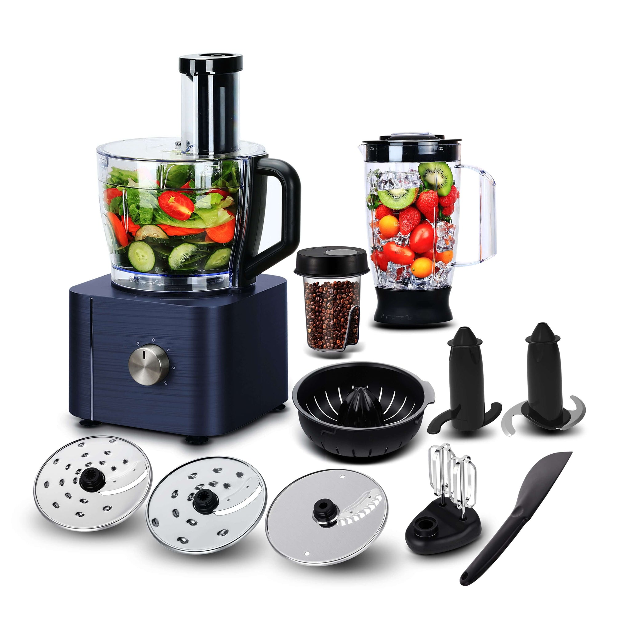 1100W Multifunctional Food Processor 11-in-1 Blue Food Processor with ...